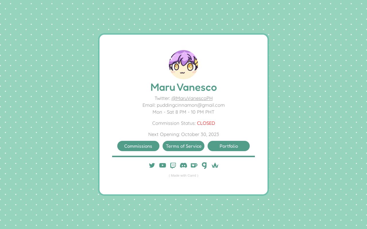 Maru Vanesco's Commission Carrd